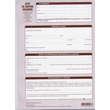 Acte de Caution solidaire